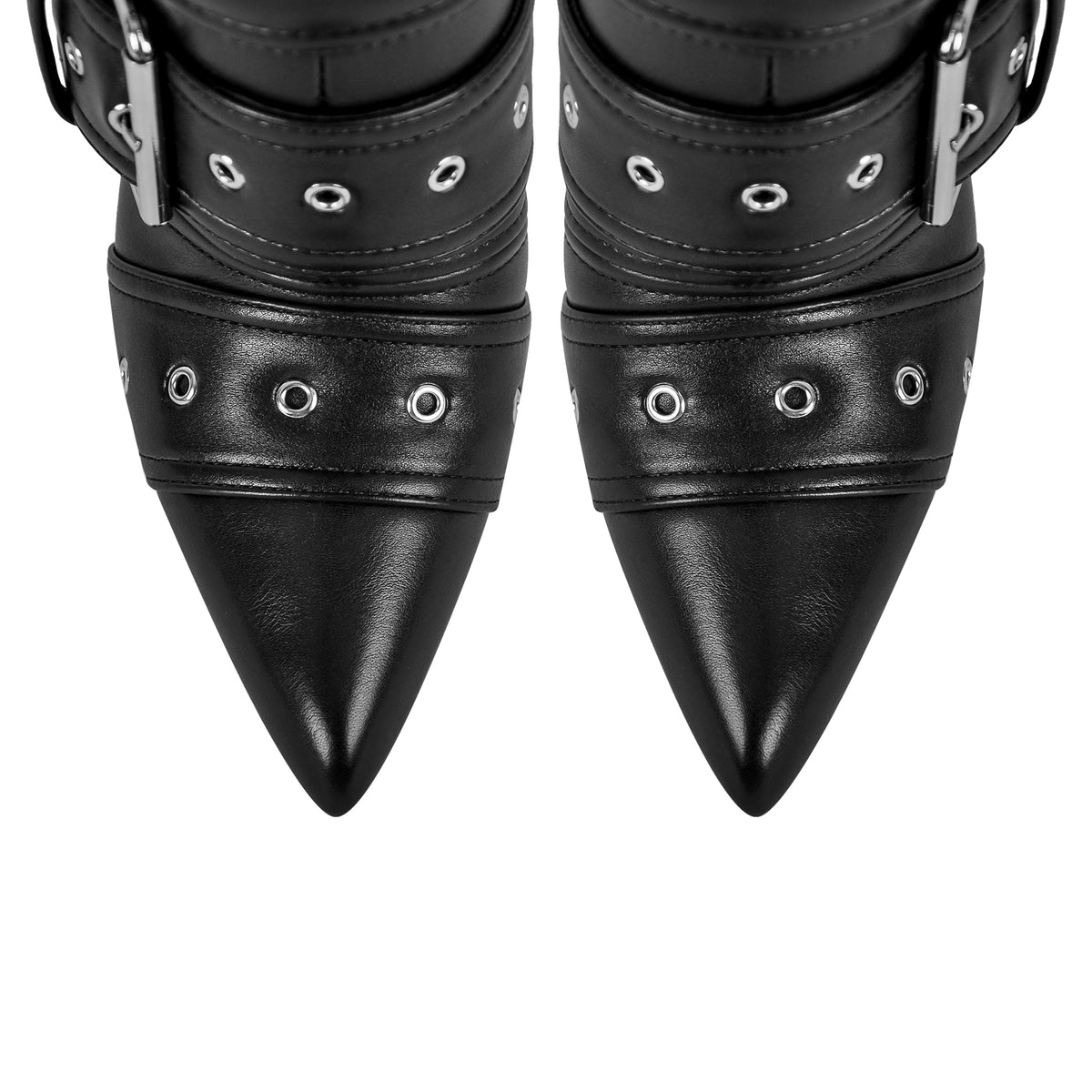 Multi Buckle Straps Stilettos Mid Boots – Missheel